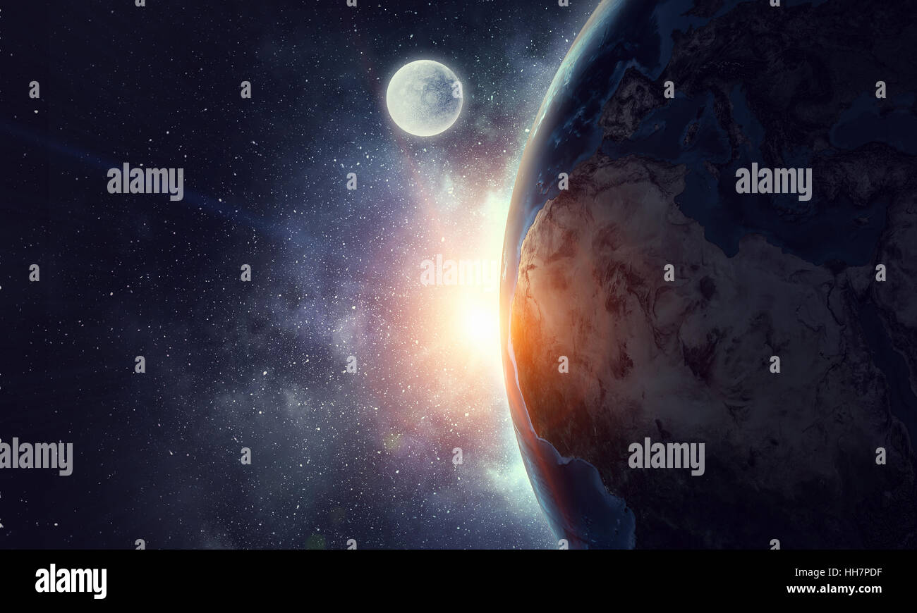 Composite image of moon and earth planets. Elements of this image ...