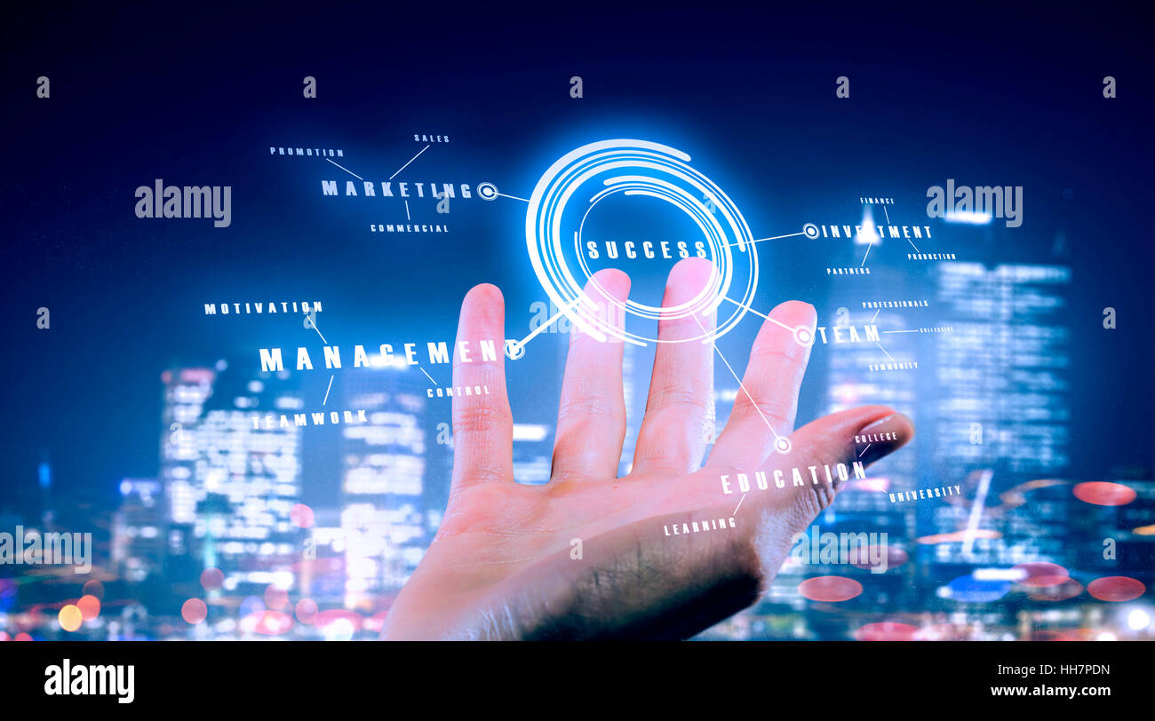 Woman hand showing in palm digital connection concept. 3D rendering ...