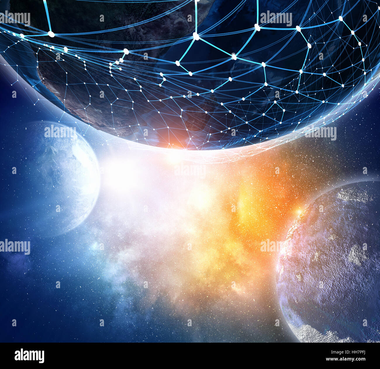Composite image of moon and earth planets. Elements of this image ...