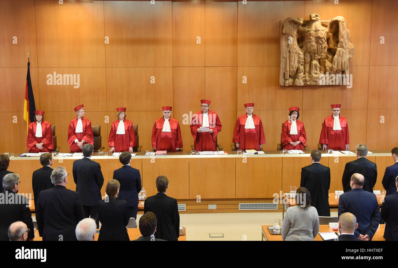 Karlsruhe, Germany. 17th Jan, 2017. The second senate of the German ...