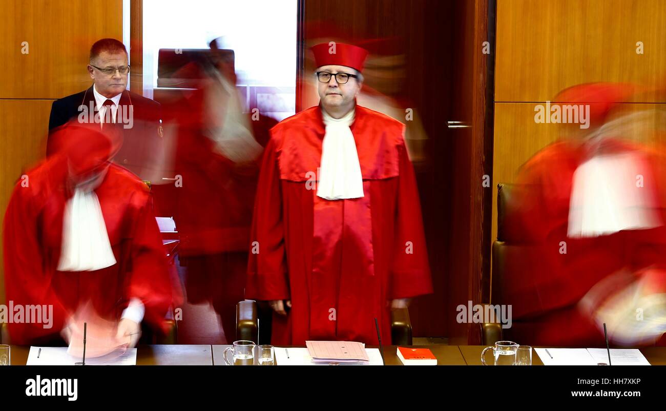 Karlsruhe, Germany. 17th Jan, 2017. The judges of the second senate of ...