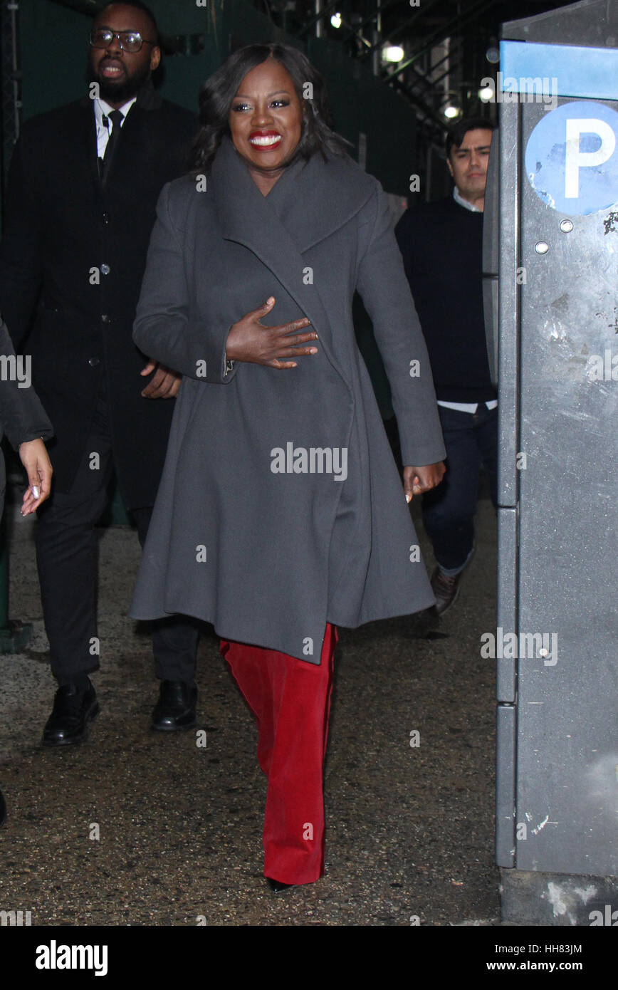 New York, USA. 17th Jan, 2017. Viola Davis seen leaving AOL Build in ...