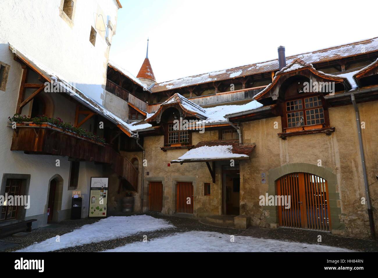 Lausanne, Switzerland. 17th Jan, 2017. Photo shows the yard of Chillon ...