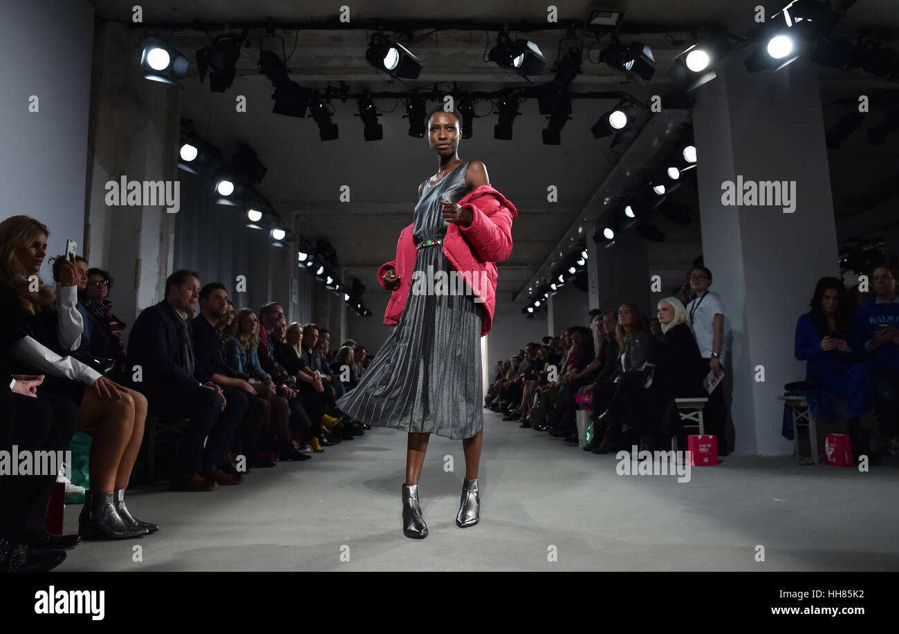Berlin, Germany. 17th Jan, 2017. A model on the catwalk during the show ...