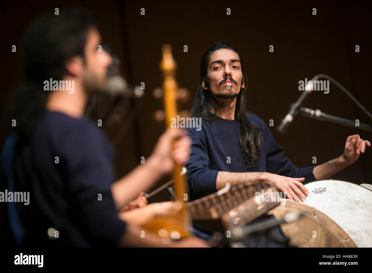 Tehran, Iran. 17th Jan, 2017. Members of an Iranian traditional music ...