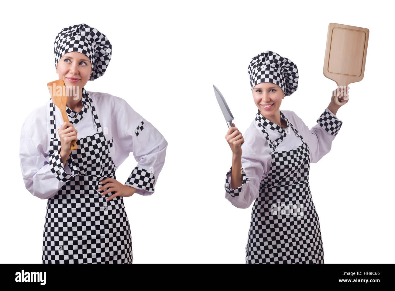 Woman chef in collages on white Stock Photo - Alamy