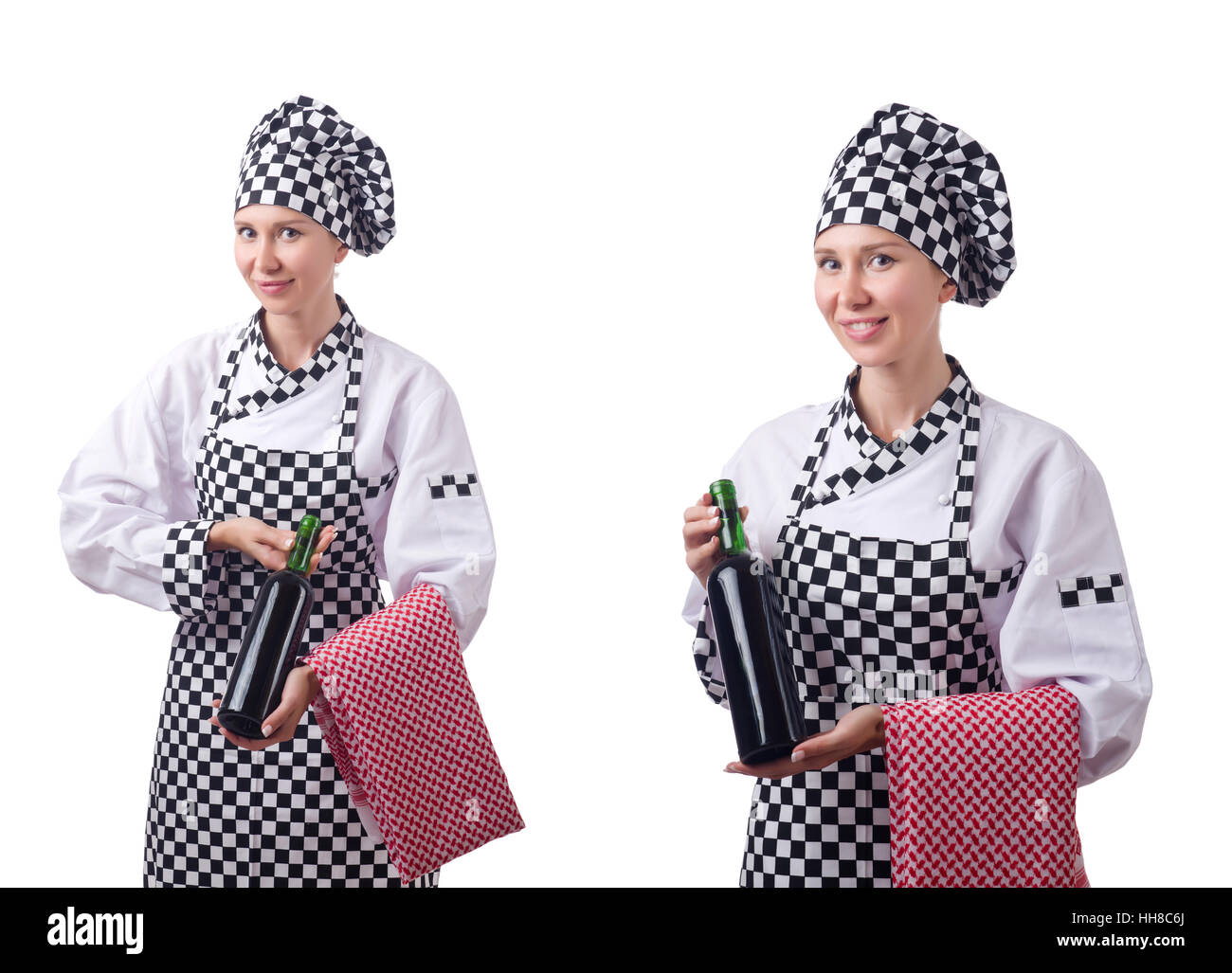 Woman chef in collages on white Stock Photo - Alamy