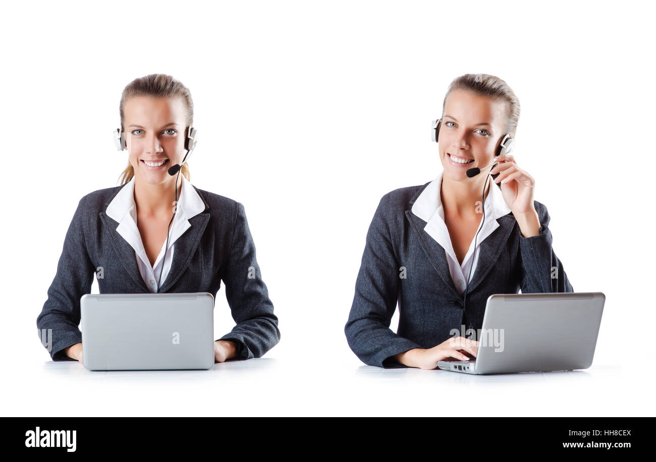 Call center assistant responding to calls Stock Photo - Alamy