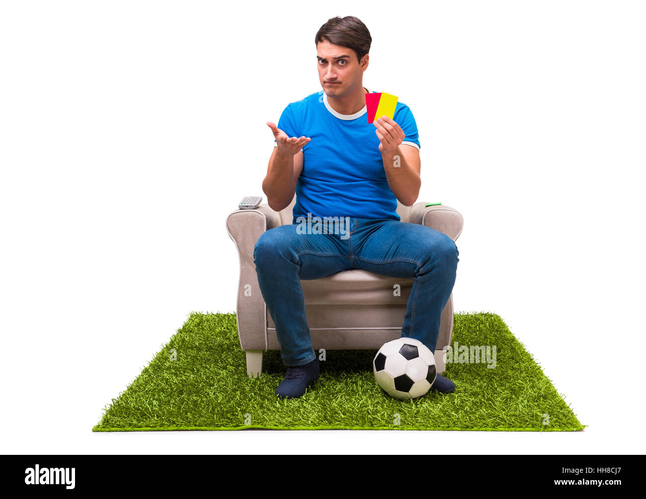 Man watching sports isolated on white background Stock Photo - Alamy