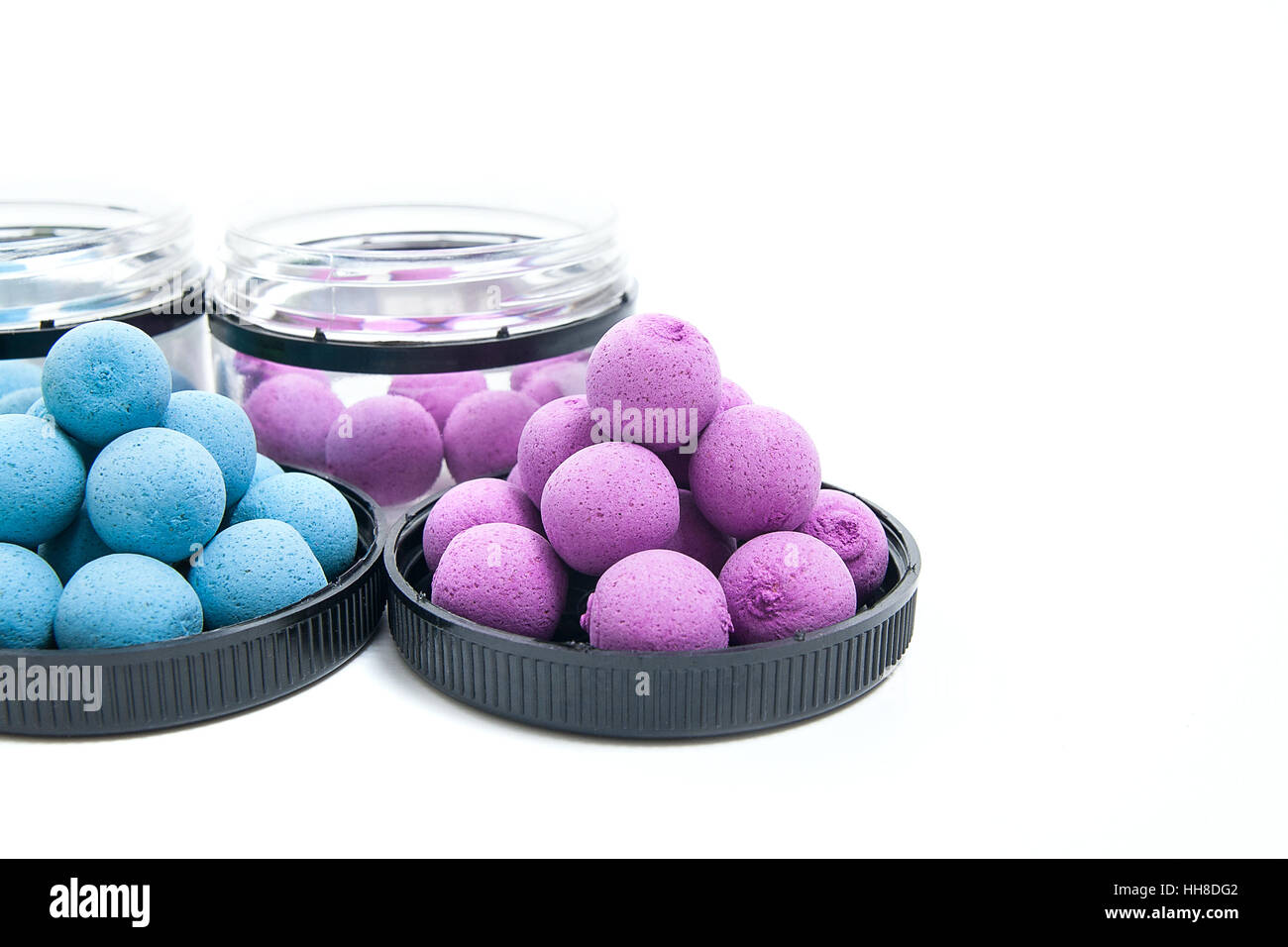 Carp fishing. Different carp boilies for carp fishing isolated on white ...