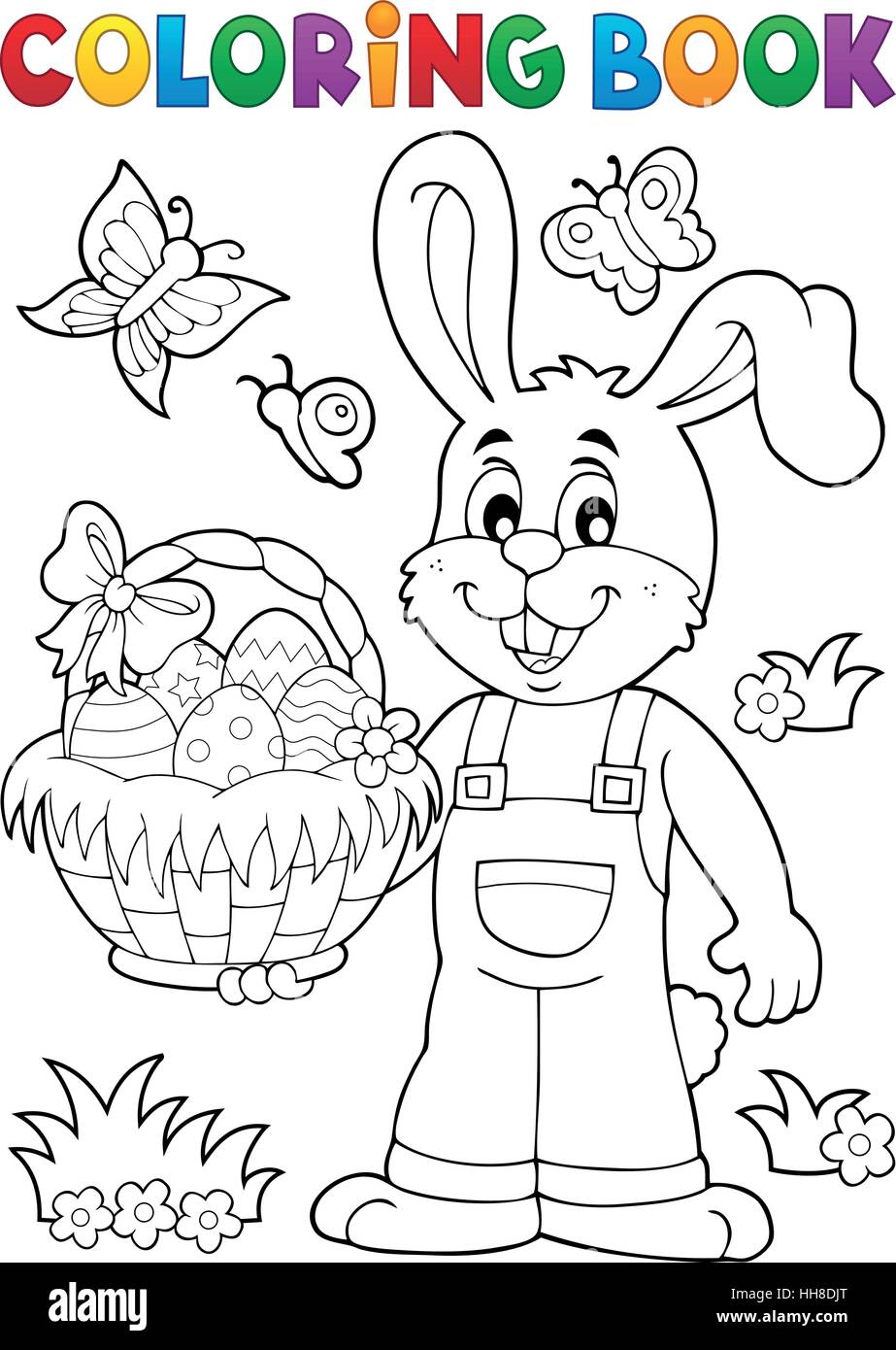 Coloring book Easter rabbit theme 7 - eps10 vector illustration Stock ...