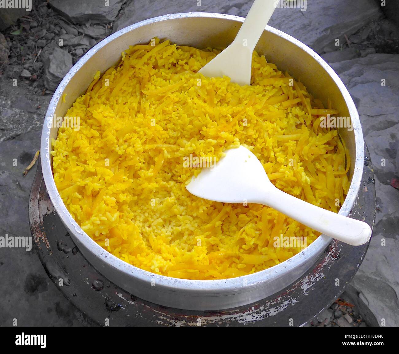 Turmeric rice closeup for dinner in Taiwan Stock Photo - Alamy