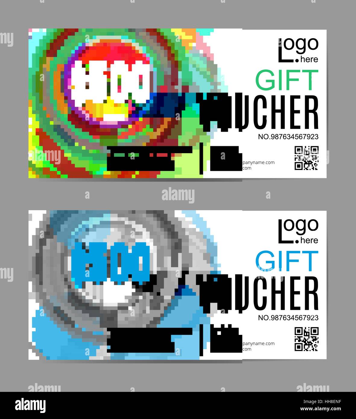 Vector illustration,Gift voucher template with colorful geometric ...