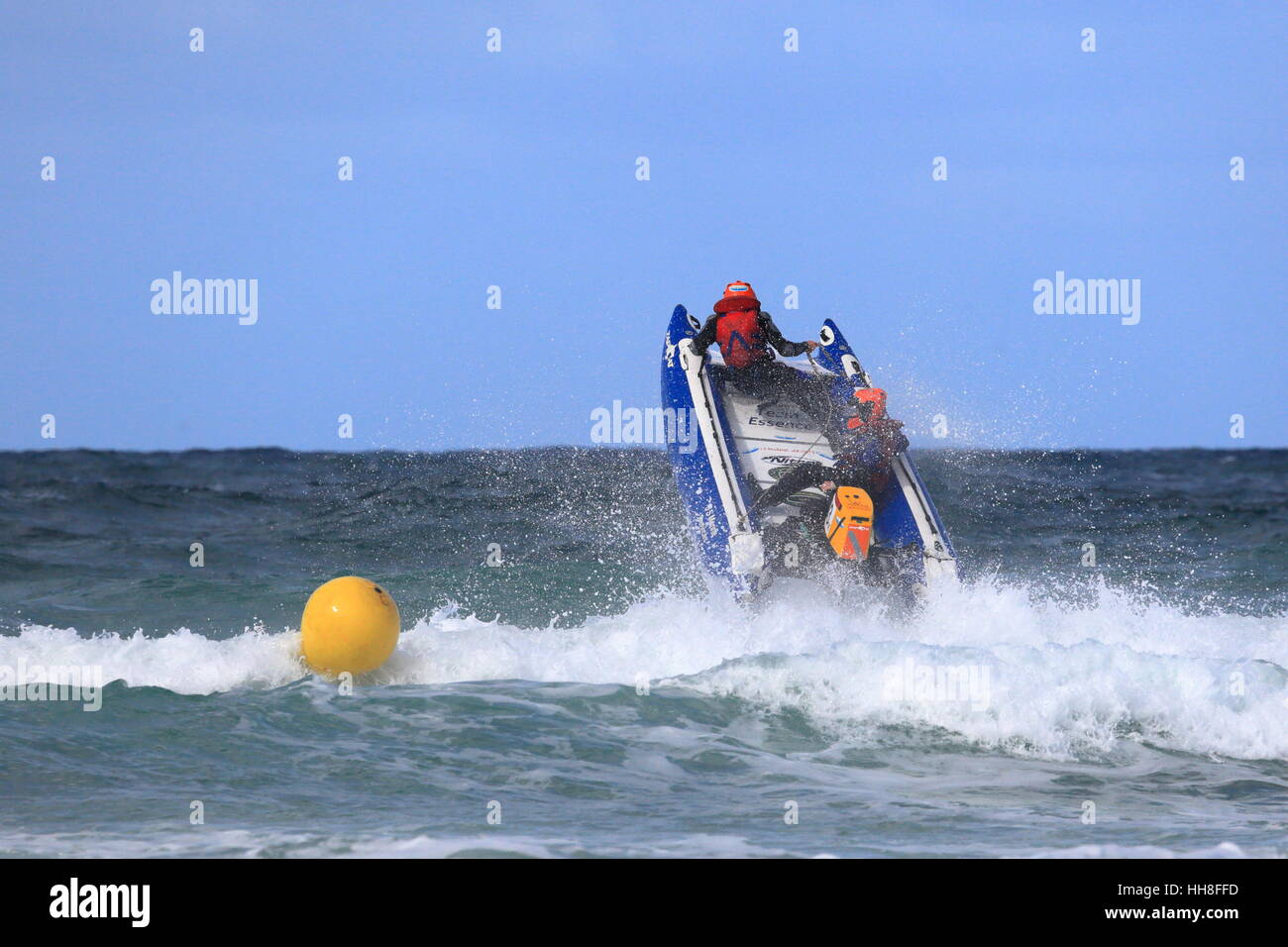 Zapcat offshore RIB circuit racing at Fistral Beach Newquay UK Stock ...