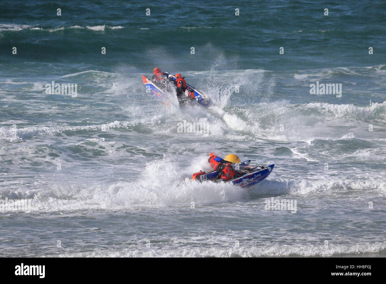 Zapcat offshore RIB circuit racing at Fistral Beach Newquay UK Stock ...