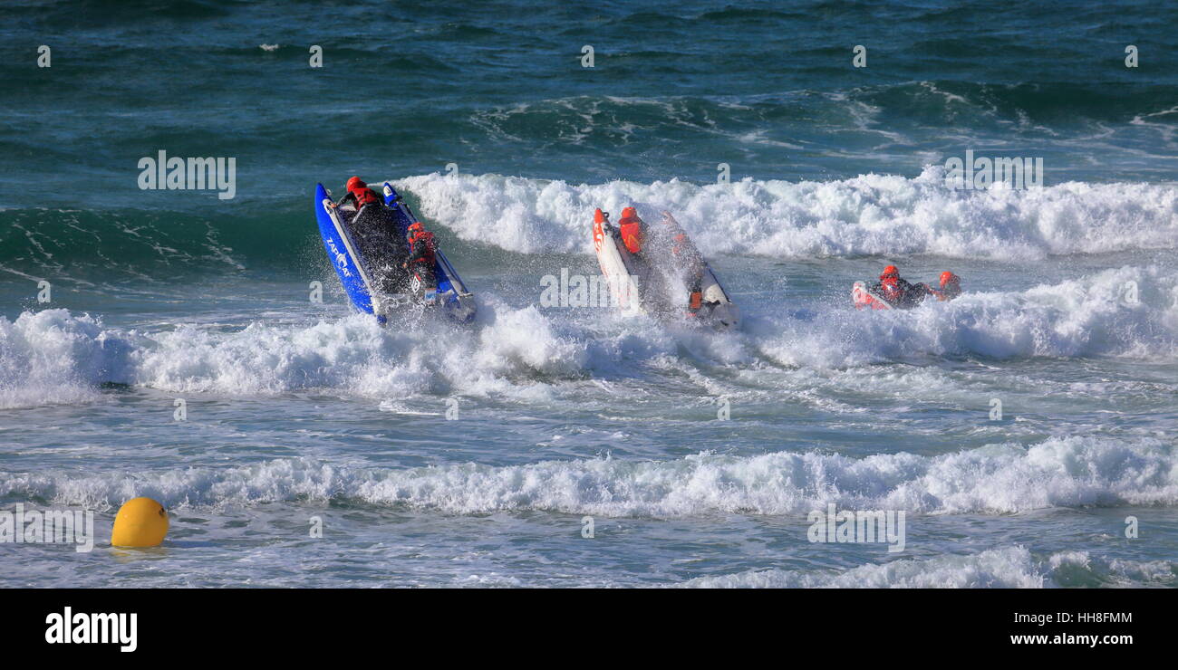 Zapcat offshore RIB circuit racing at Fistral Beach Newquay UK Stock ...
