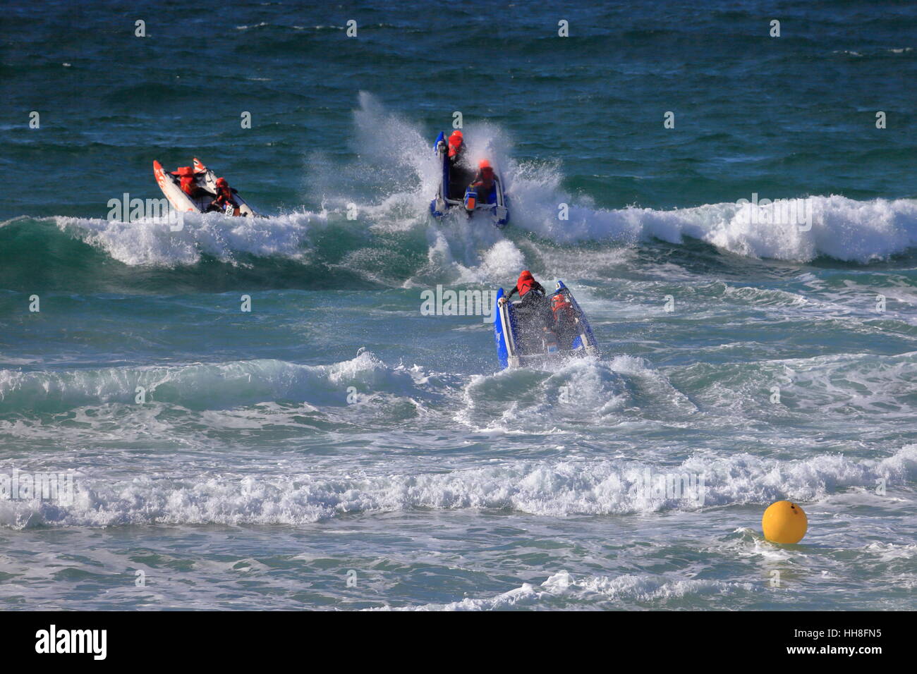 Zapcat offshore RIB circuit racing at Fistral Beach Newquay UK Stock ...