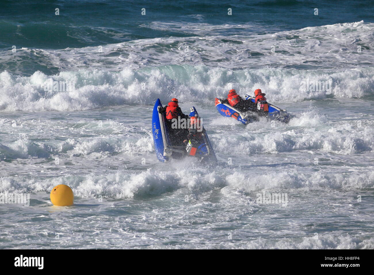 Zapcat offshore RIB circuit racing at Fistral Beach Newquay UK Stock ...