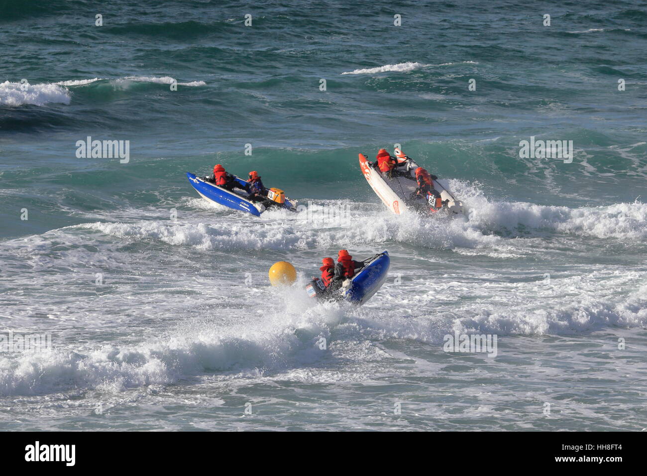 Zapcat offshore RIB circuit racing at Fistral Beach Newquay UK Stock ...