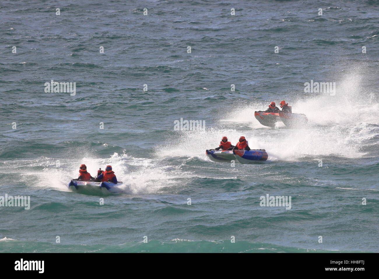 Zapcat offshore RIB circuit racing at Fistral Beach Newquay UK Stock ...
