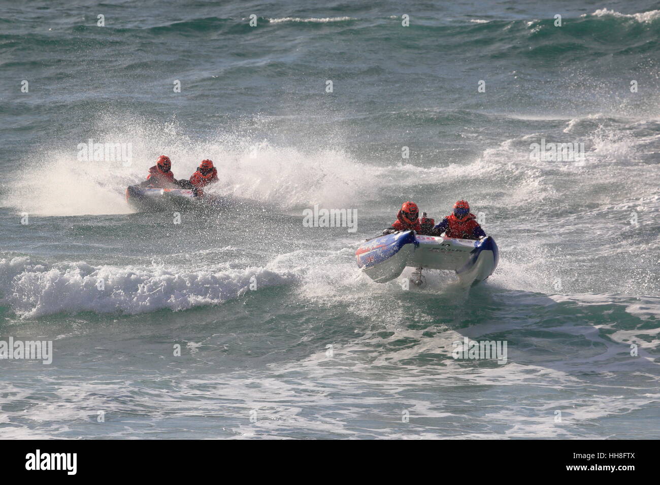 Zapcat offshore RIB circuit racing at Fistral Beach Newquay UK Stock ...