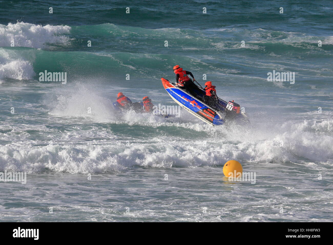 Zapcat offshore RIB circuit racing at Fistral Beach Newquay UK Stock ...