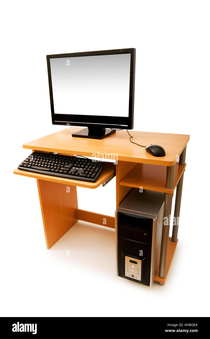 office, keyboard, PC, computers, computer, desk, object, isolated ...