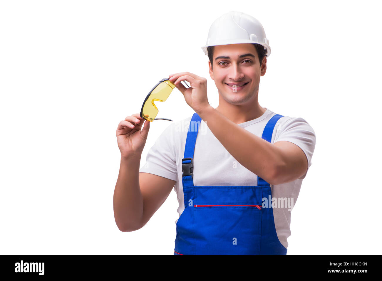 Construction worker isolated on white background Stock Photo - Alamy