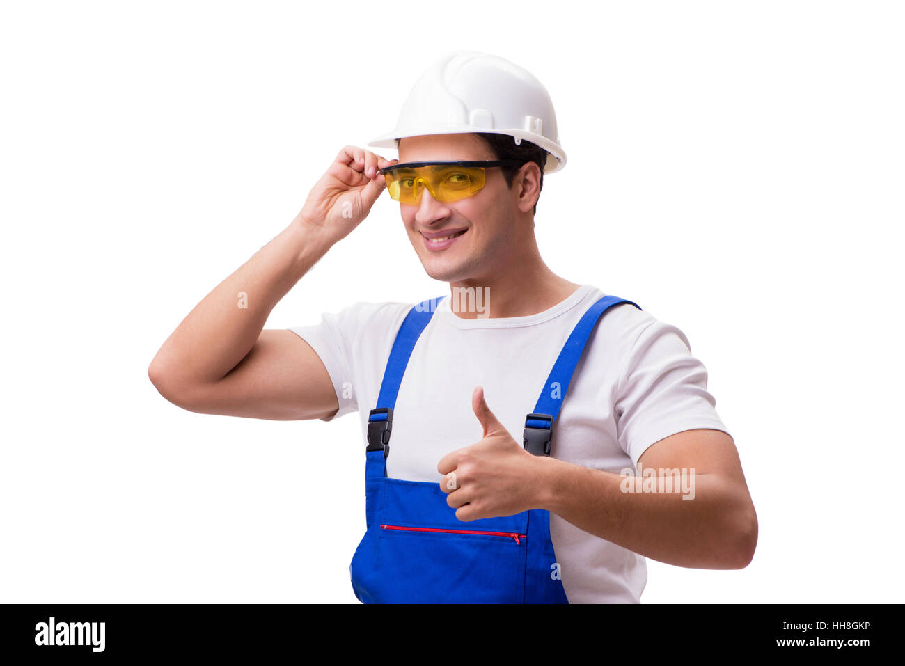 Construction worker isolated on white background Stock Photo - Alamy
