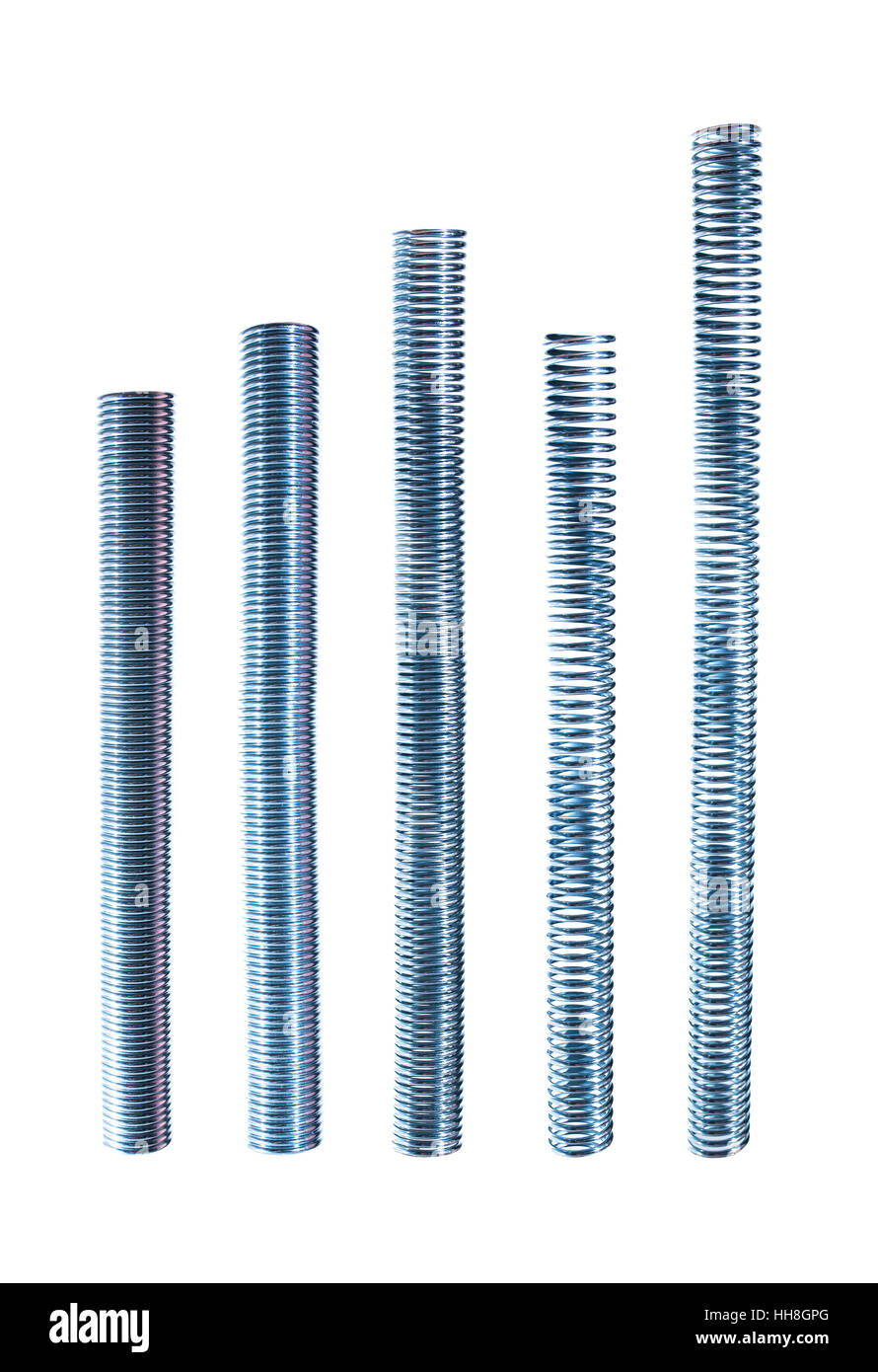 Set of five metal springs isolated on white Stock Photo - Alamy