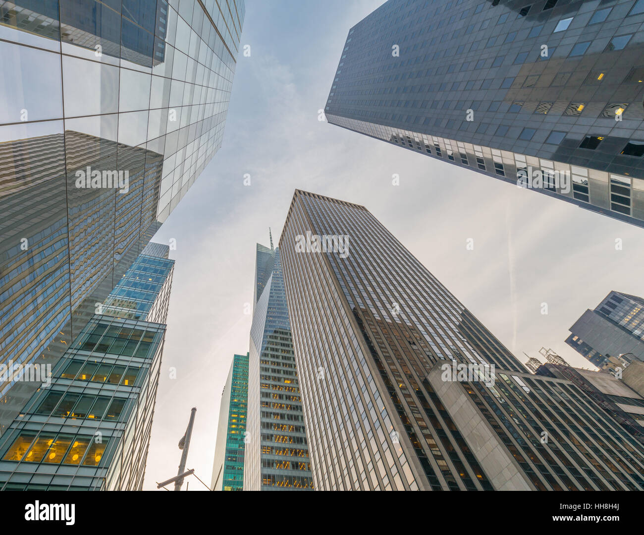 New York skyscrapers vew from street level Stock Photo - Alamy