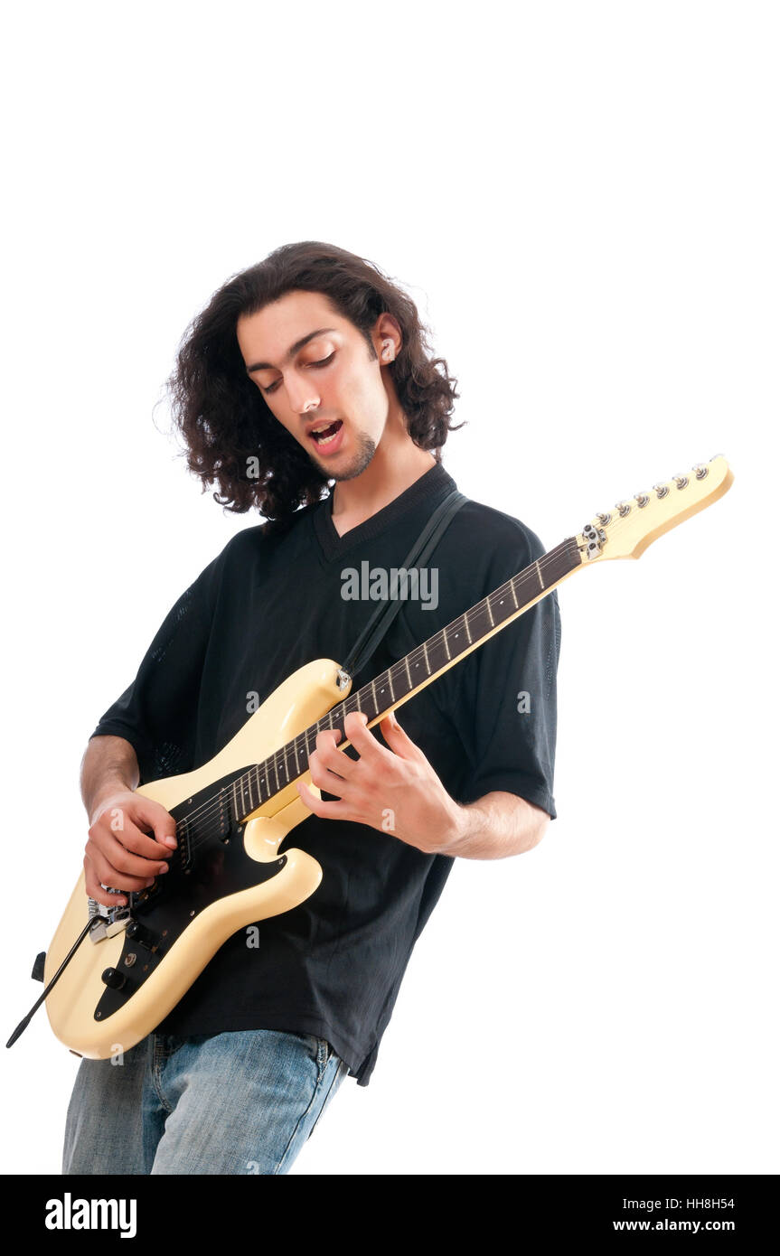 Guitarist on stage background Cut Out Stock Images & Pictures - Alamy