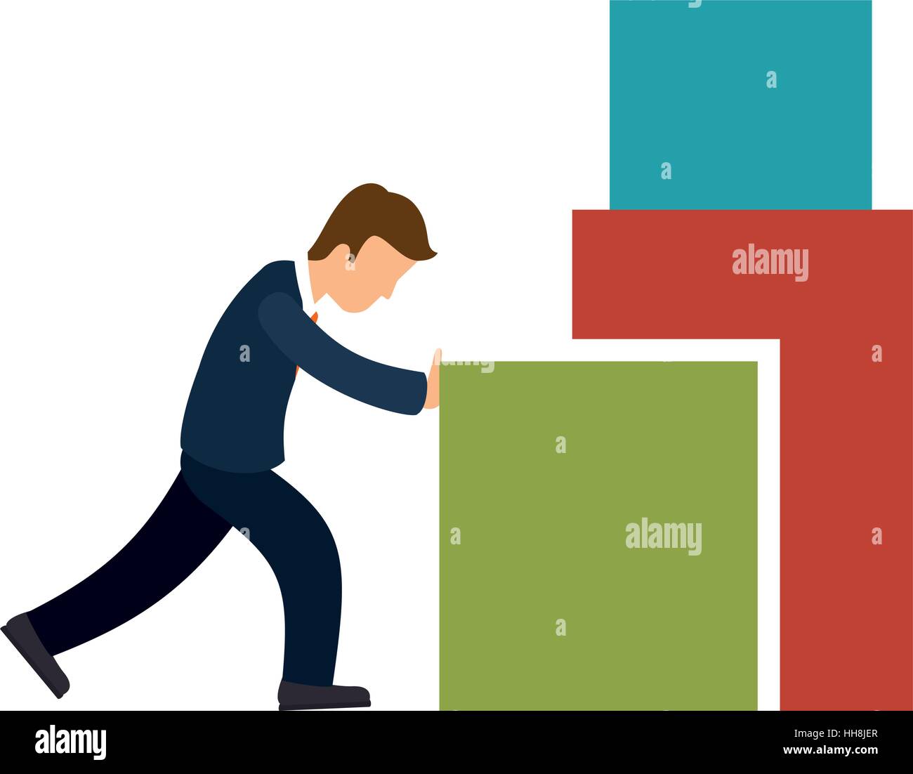 business person Pushing a block vector illustration design Stock Vector ...