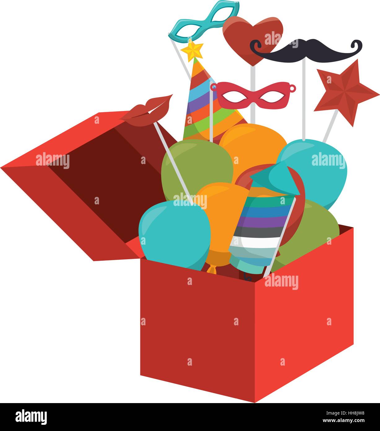 surprice box with carnival elements vector illustration design Stock ...