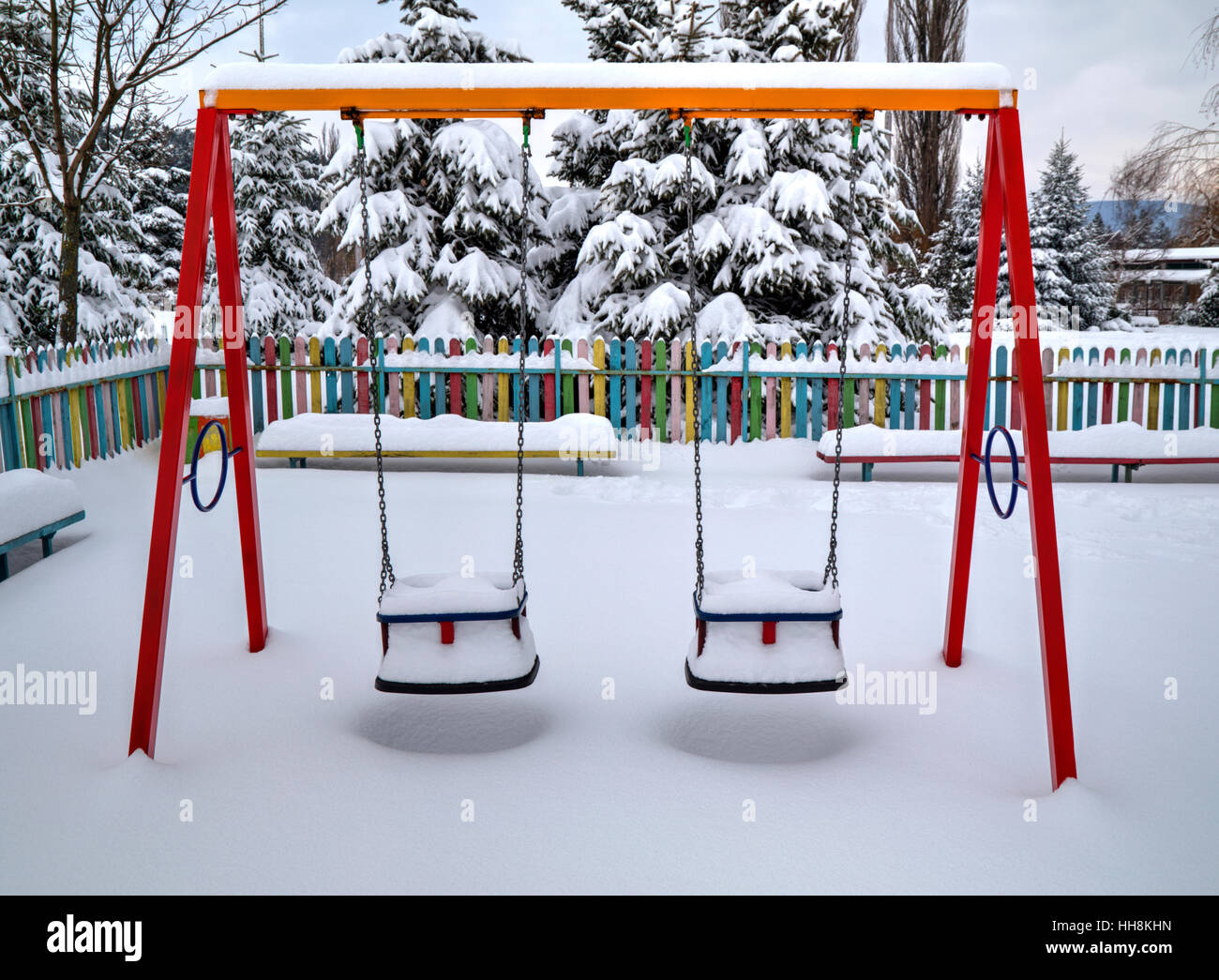 Playground covered in snow hi-res stock photography and images - Alamy