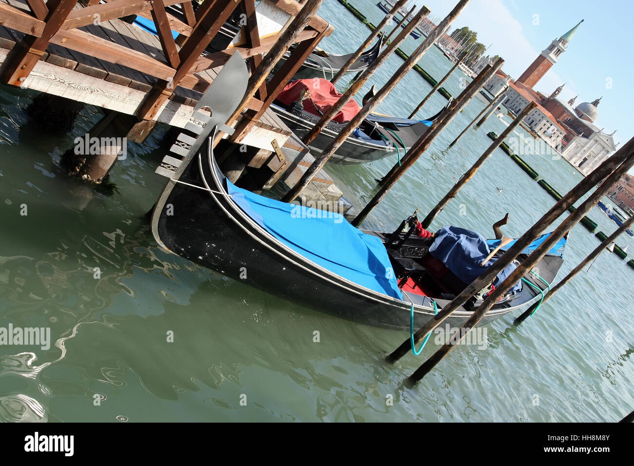 Venetian gondola boats. Gondola boats in Adriatic sea Stock Photo - Alamy