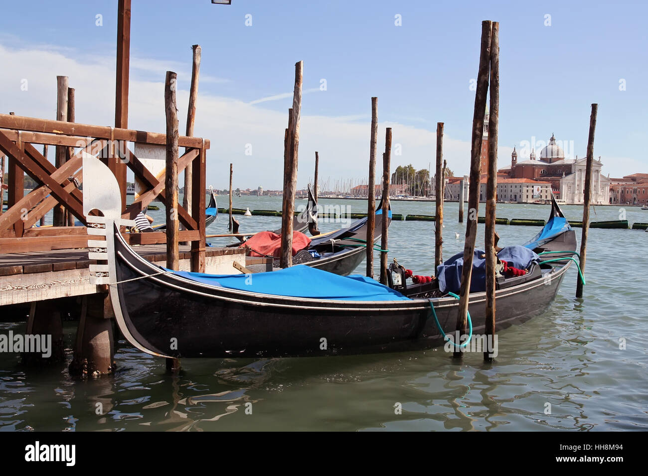 Venetian gondola boats. Gondola boats in Adriatic sea Stock Photo - Alamy