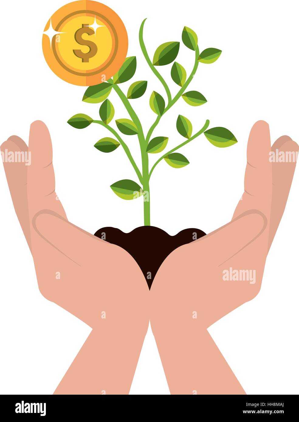 money plant with coins vector illustration design Stock Vector Image ...
