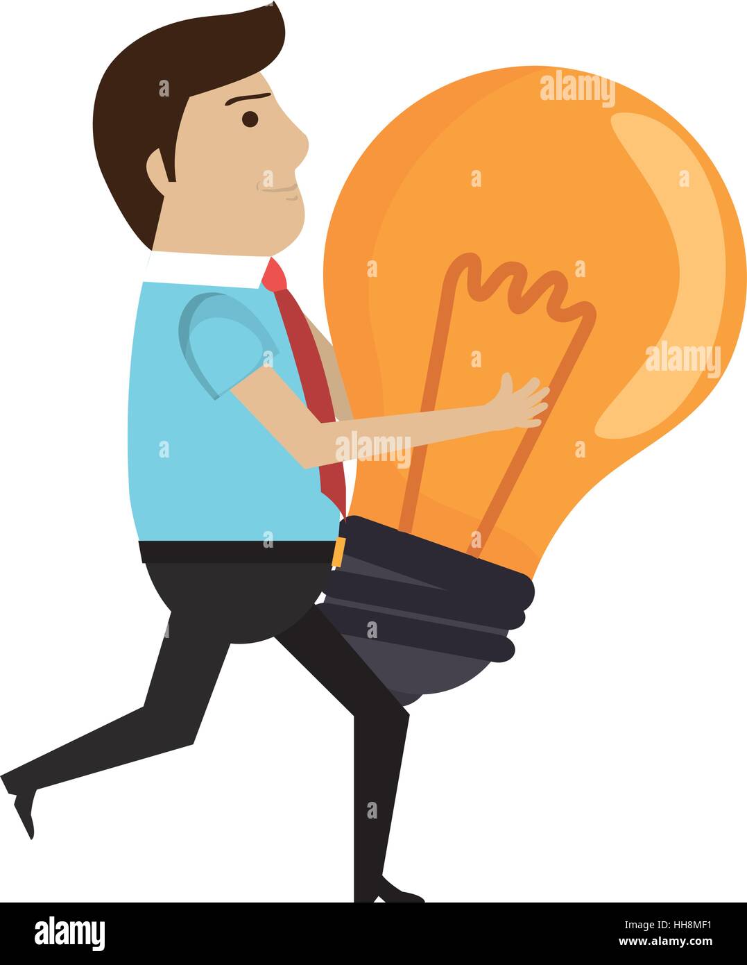 human character with bulb icon vector illustration design Stock Vector ...