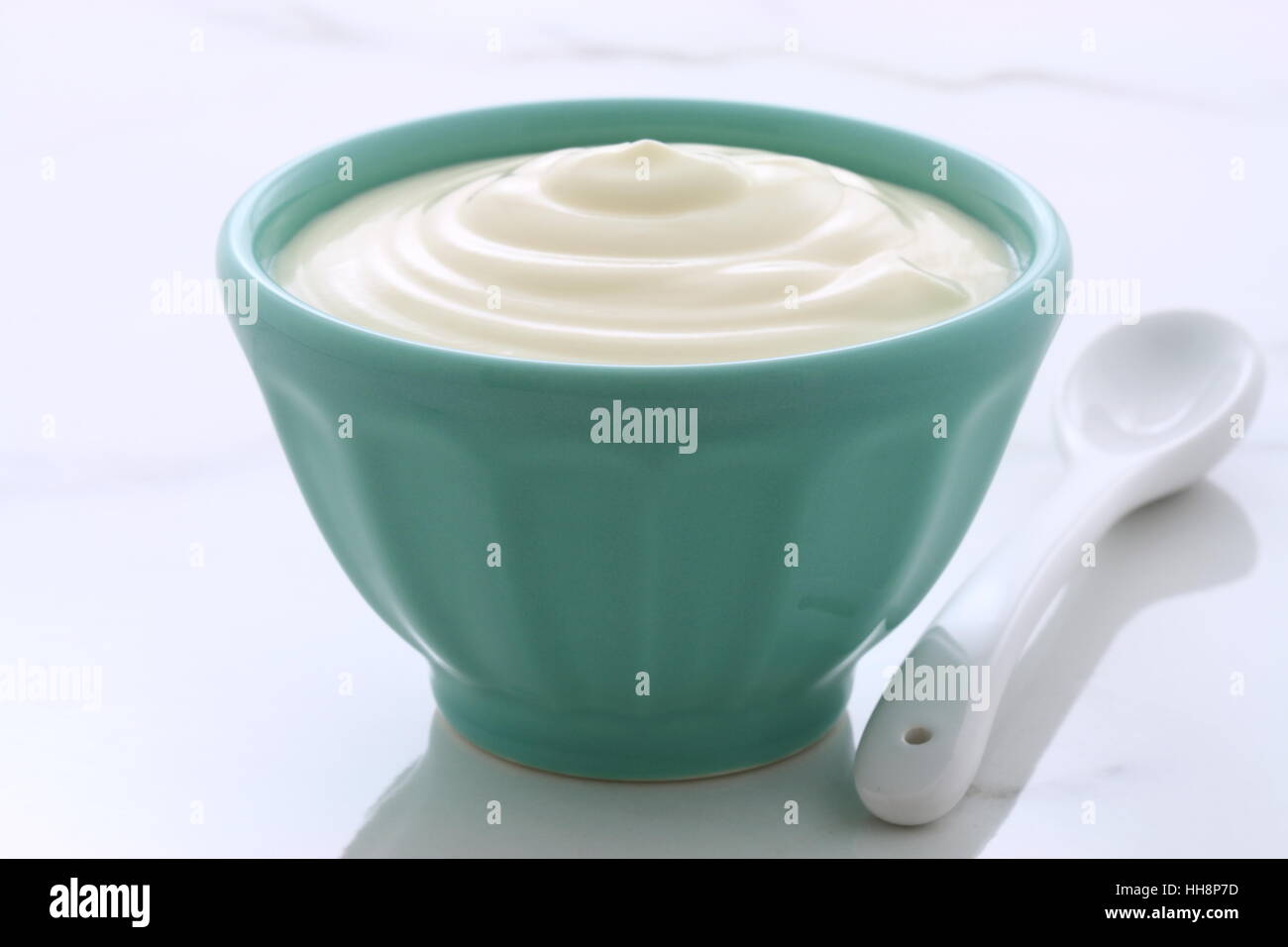 Delicious, nutritious and healthy fresh plain yogurt on vintage italian ...