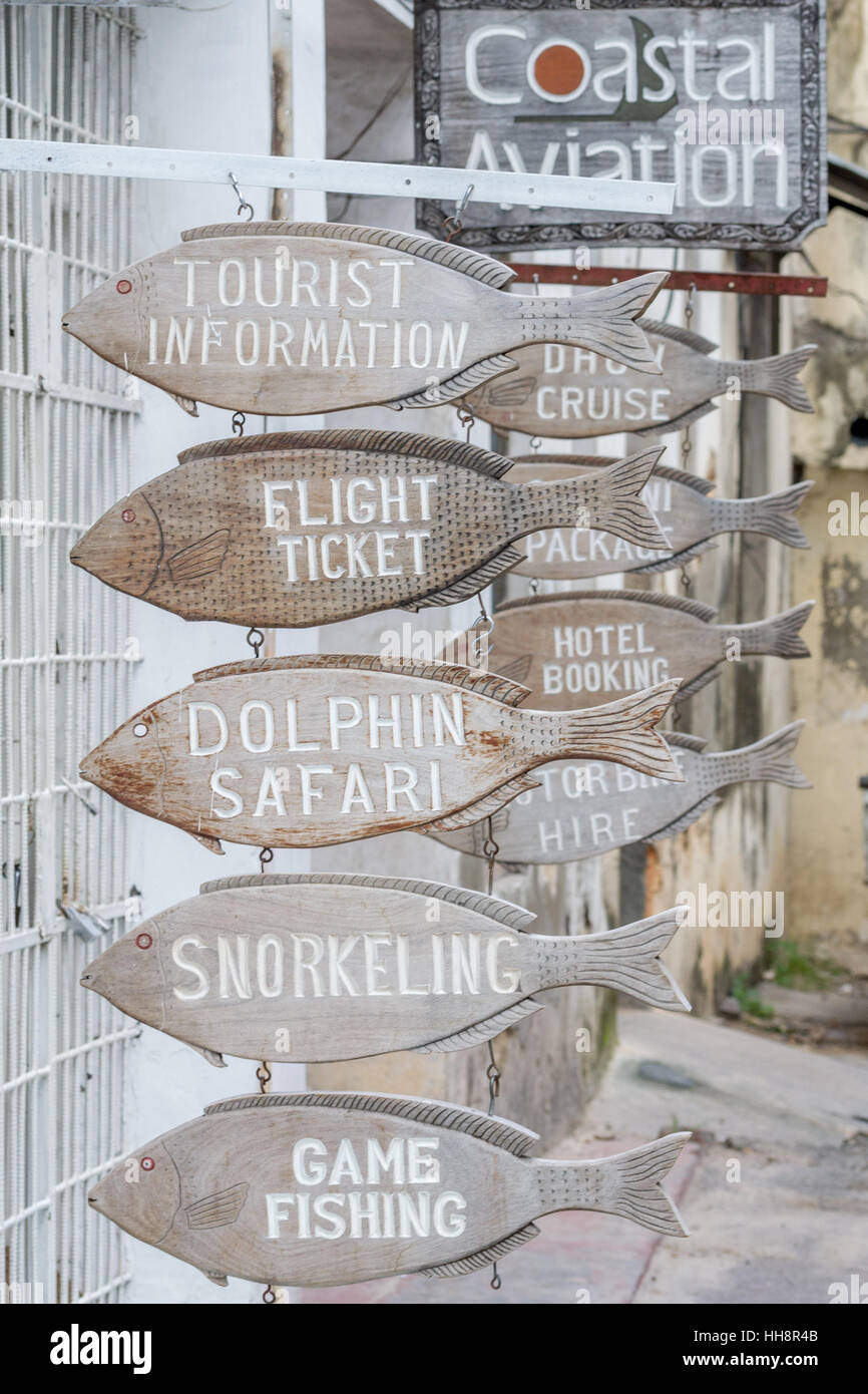 decorations, signs on the stonetown, Zanzibar Stock Photo - Alamy