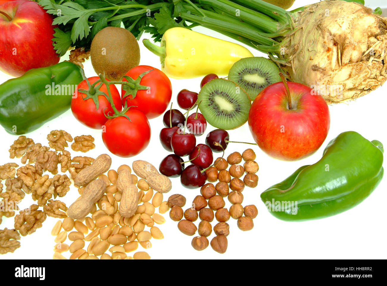 Fruits, vegetables and nuts Stock Photo - Alamy