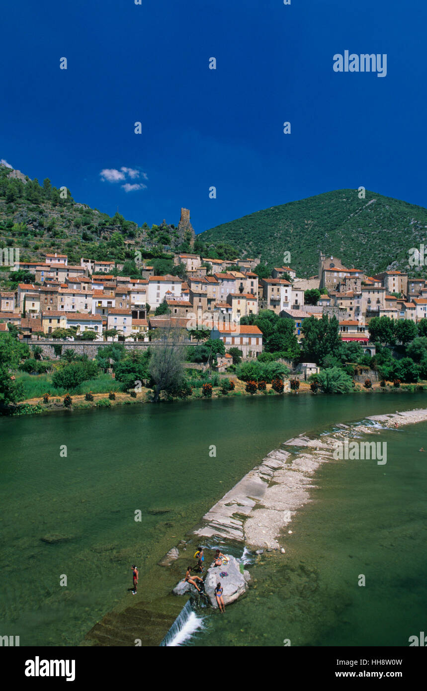 Village Roquebrun, France, South France, Languedoc-Roussillon Stock ...