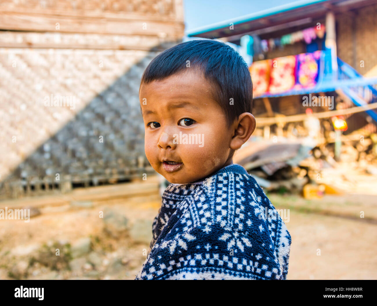 Little boy, portrait, Palaung hilltribe, Palaung Village in Kyaukme ...
