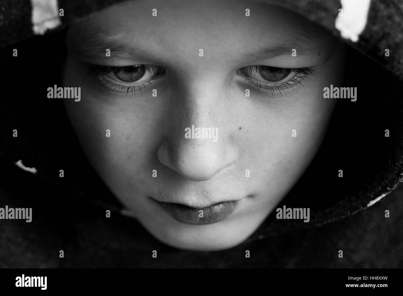Sad Boy. Teenager with Sad Expression Face Close Up. Depression ...