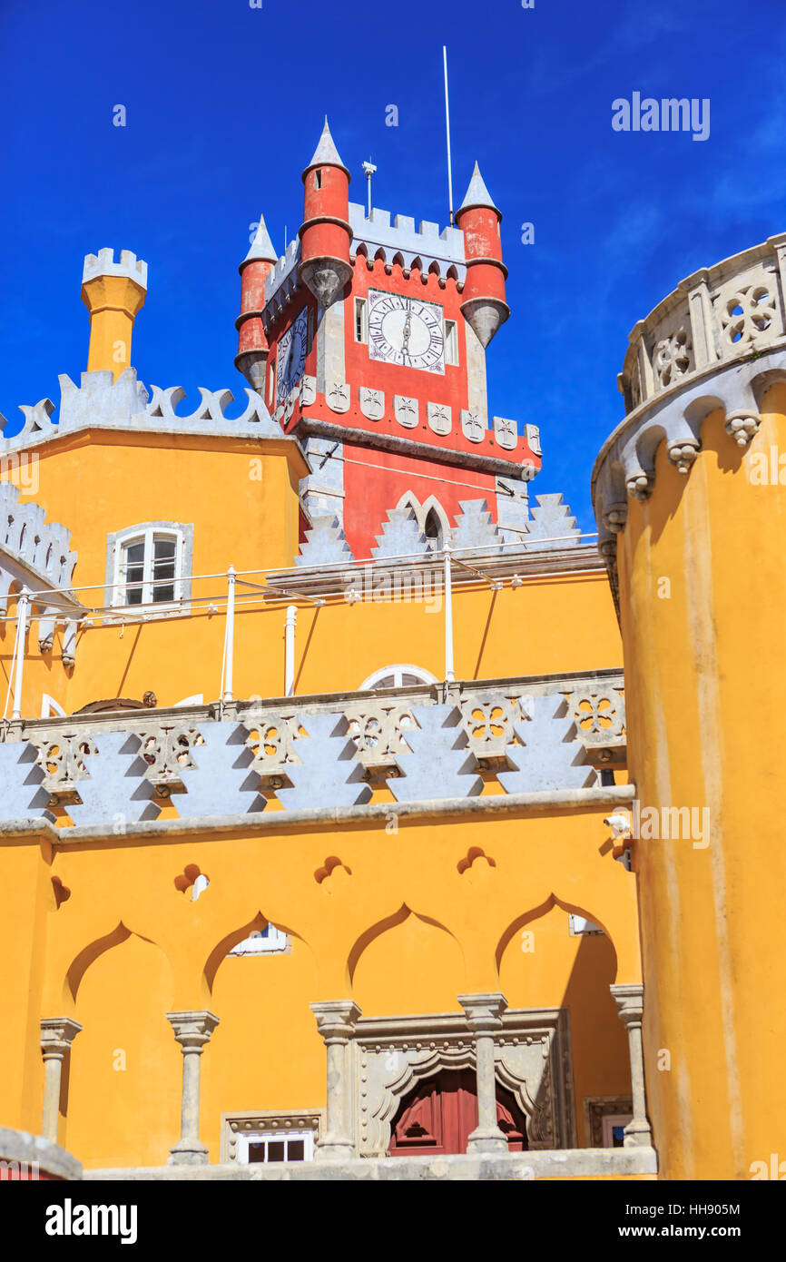 The Pena Park with National Palace of Pena in Sintra, Portugal Stock ...