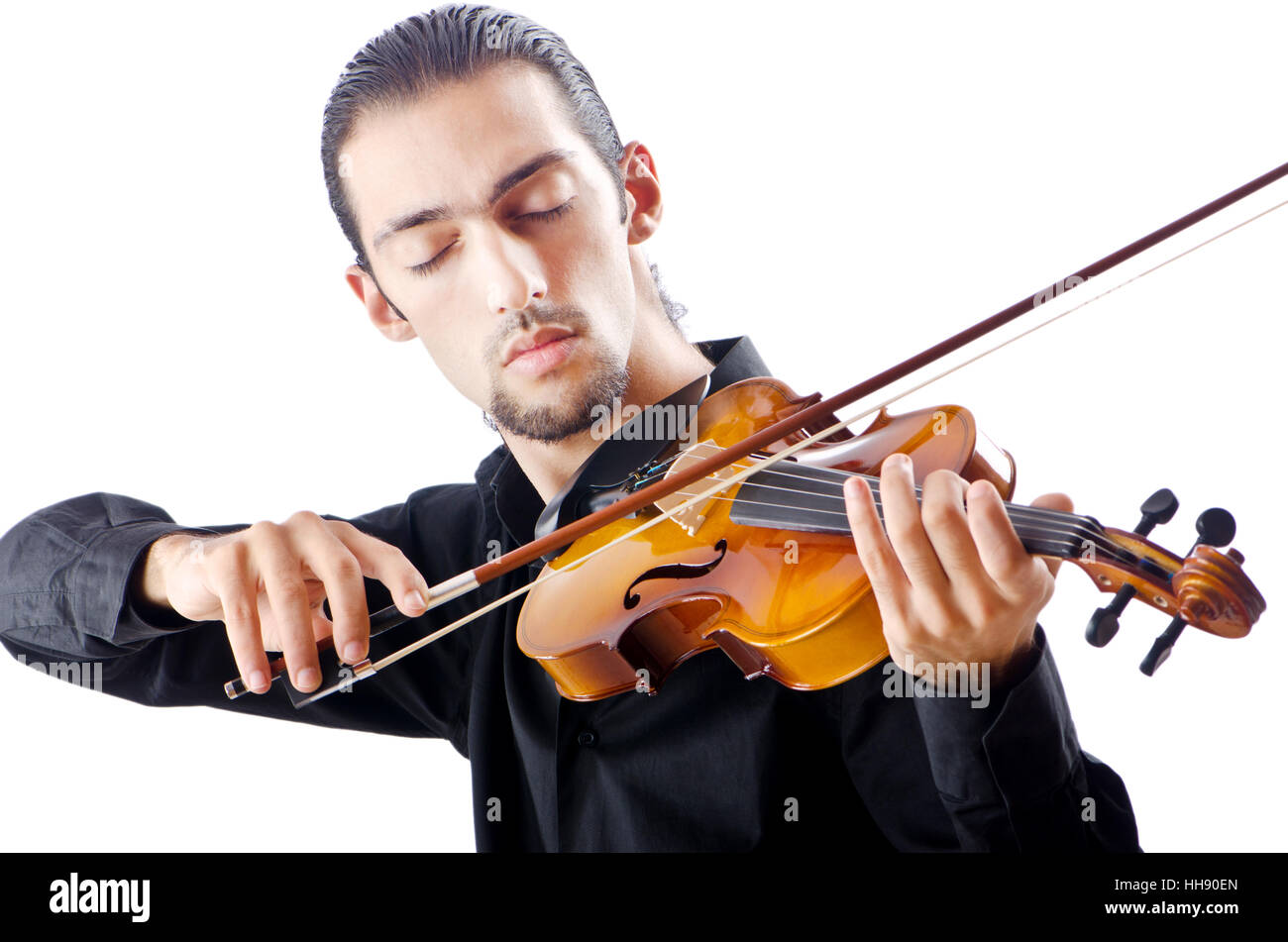 Violin player isolated on white Stock Photo - Alamy
