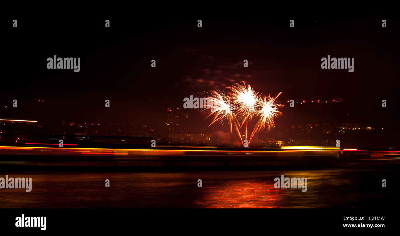 entertainment, rhine, night, nighttime, germany, german federal ...
