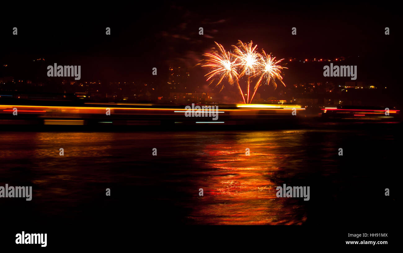 entertainment, rhine, night, nighttime, germany, german federal ...