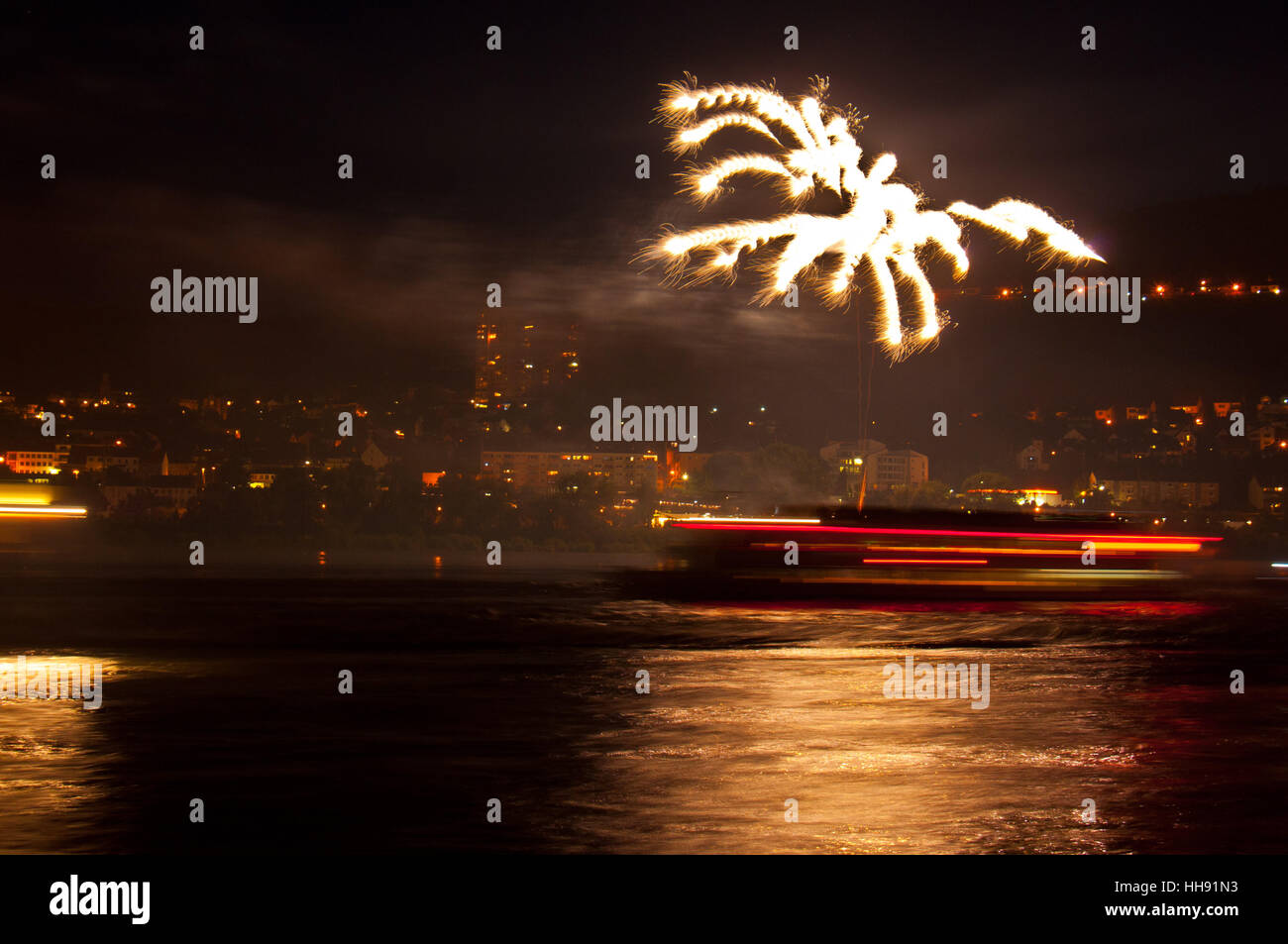 entertainment, rhine, night, nighttime, germany, german federal ...